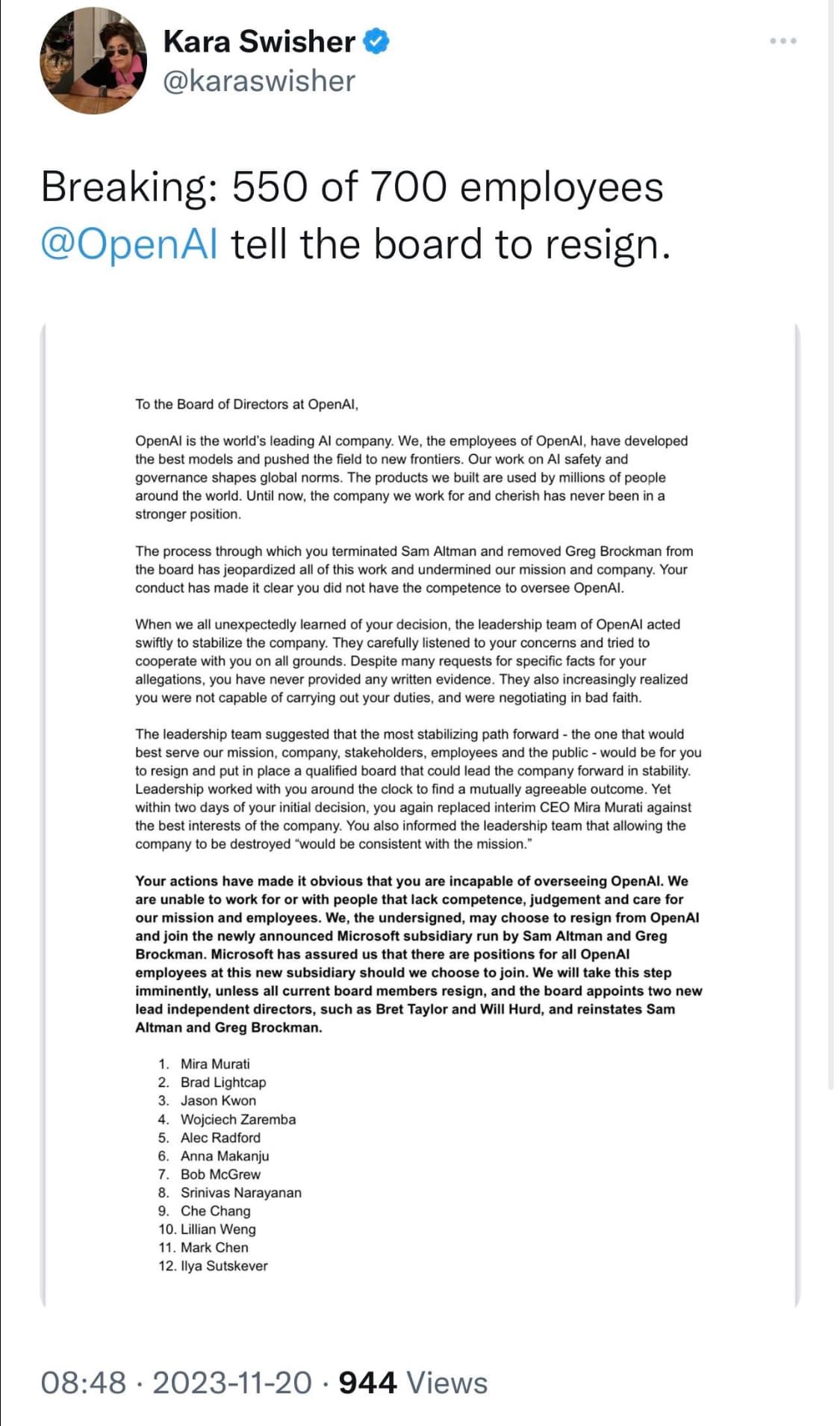 OpenAI Employees Demand Board's Resignation or Quit - Wicked Sciences OpenAI Employees Demand Board's Resignation or Quit - Wicked Sciences
